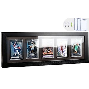Bivitre Trading Card Display Frame - Wall Mount Baseball Card Display Case with UV Protection Magnetic Card Holder for 5 Standard Cards, Display for Basketball Football Hockey Pokemon MTG Yugioh