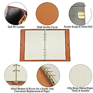 A5 Leather Binder Notebook, Langtor PU Journal Writing Notebook Diary Replaceable paper, Fine Soft PU Leather + Metal binder + Quality Paper - 100gsm, Size: 5" X 8.3", 160 Pages (Black)