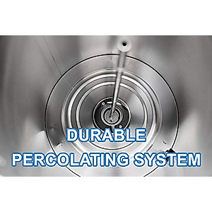 SYBO 2022 UPGRADE SR-CP-100B Commercial Grade Stainless Steel Percolate Coffee Maker Hot Water Urn for Catering, 100-Cup 16 L, Metallic