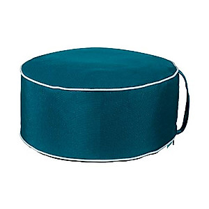QILLOWAY Indoor/Outdoor Inflatable Stool,Round Ottoman,All Weather Foot Rest for Kids or Adults, Camping or Home (Peacock Blue)