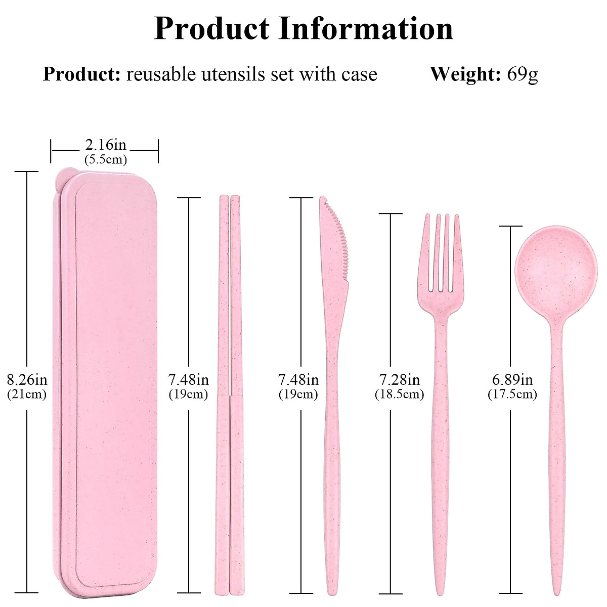 DISSKNIC 4 Sets Travel Utensils with Case, Cutlery Set Chopsticks Fork Spoon Knife with Case, Reusable Plastic Utensils Sets for Lunch Box Accessories,Portable Lunch Box Utensils Set for Daily Use