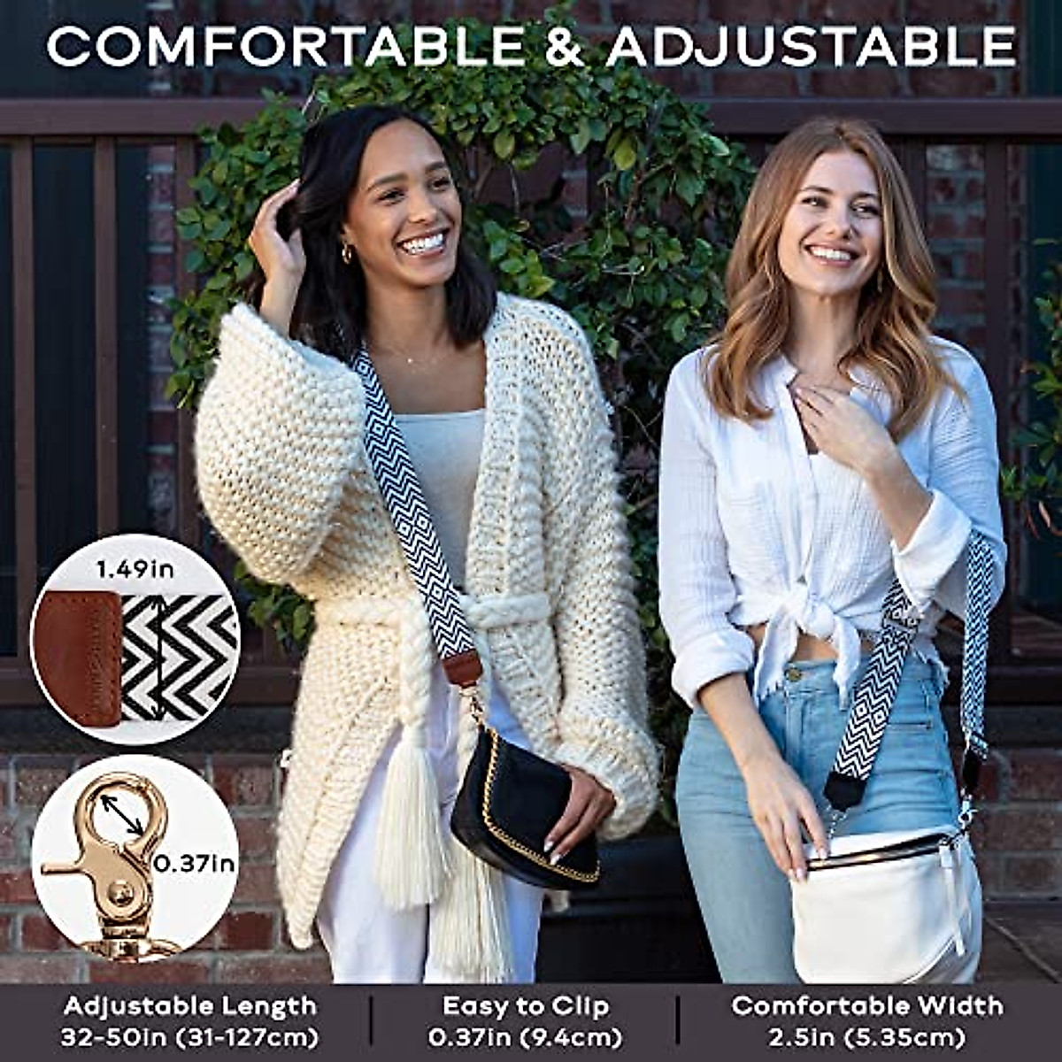 Earth Junky Replacement Crossbody Adjustable Shoulder Straps for Purses, Handbags & Guitars. Made from Recycled Bottles