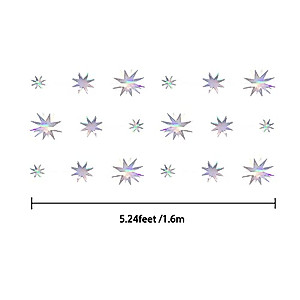 3D Star Disco Iridescent Silver Party Decorations Snowflake Garland, UNIIDECO Groovy Dance Euphoria Prom Party Twinkle Stars Decor, Iradescent Ceiling Hanging Bachelorette Graduation Supplies