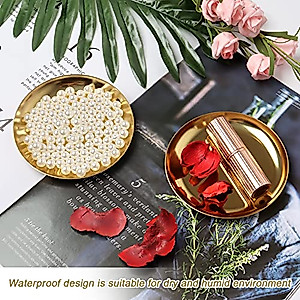 wexpw 2 Pack Gold Jewelry Dish Plate 4inch Stainless Steel Small Gold Decorative Jewelry Tray Golden Tray Round Metal Tray Gold Small Vanity Tray Tea Tray Fruit Trays