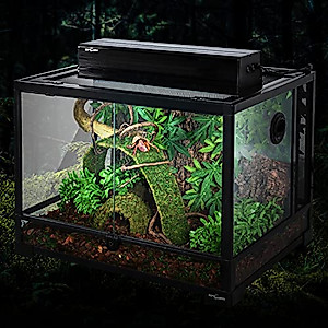 REPTIZOO Reptile Light Fixture Kit, Paludarium Terrarium Hood with 13W UVB Reptile Light Bulb Compact Fluorescent Lamp & Full Spectrum LED Light for Reptile Terrarium Tank