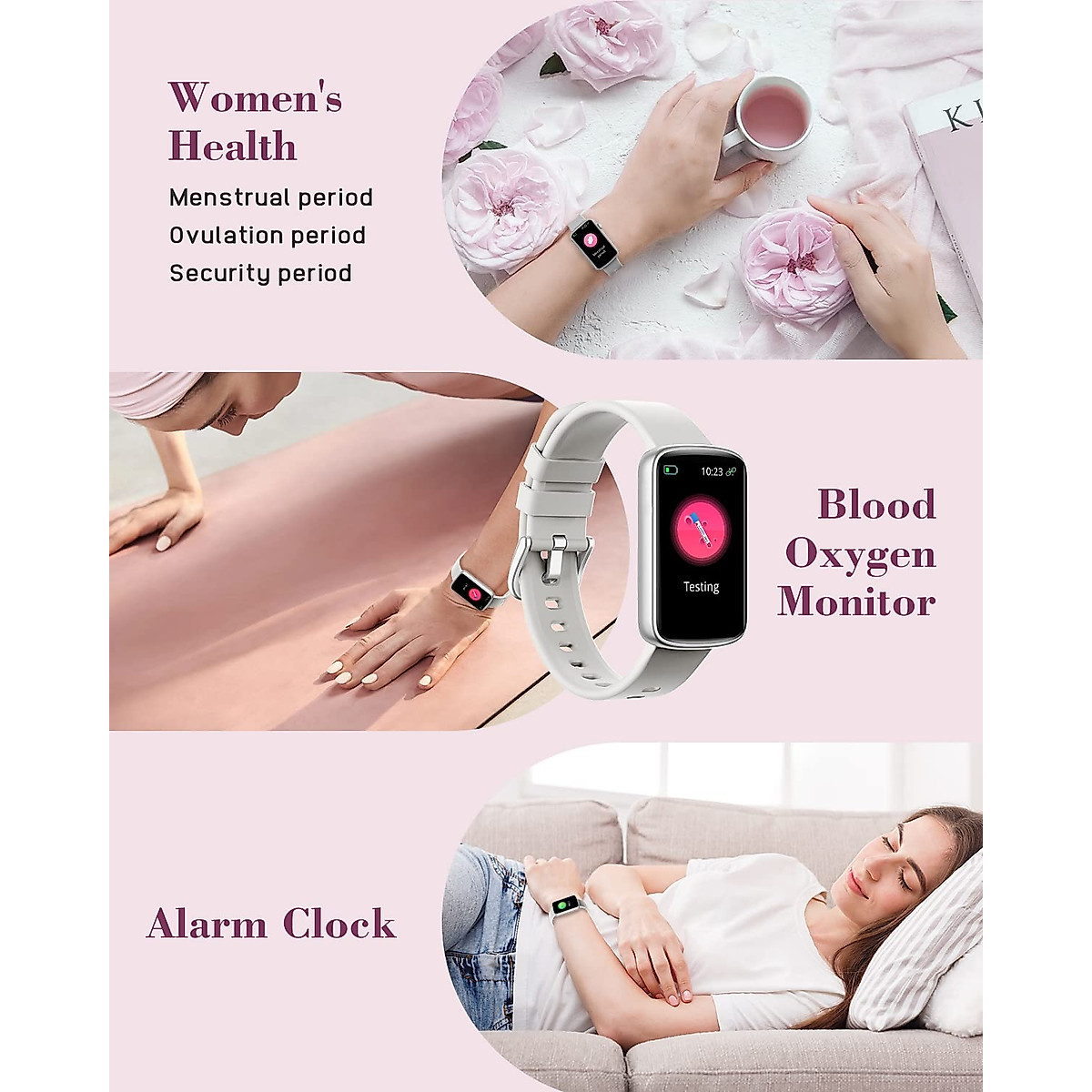 SHANG WING Smart Watches for Women Compatible with iPhone Android Phones, LYNN2 Women's Watch Fitness Tracker Watch Reloj para Mujer with Heart Rate Monitor Pedometer Sleep Tracker Waterproof Gray