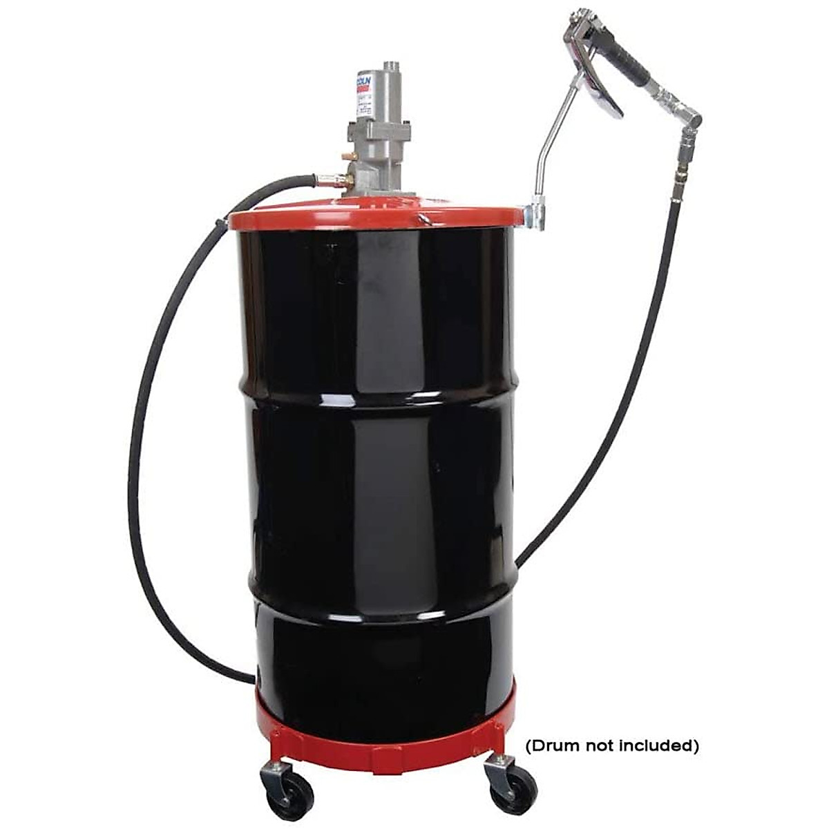 Lincoln 4417 Portable Air Operated High-Pressure Industrial 40:1 Pneumatic Single Acting Grease Pump, Drum Cover, Dolly, Follower, Control Valve and 7 Foot Hose