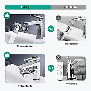 Swivel Faucet Extender, 1080° Rotatable Faucet Aerator, Universal Splash Filter Faucet Sink Water Extender with 2 Water Outlet Modes, Spray Attachment, Robotic Arm for Bathroom Sink Kitchen Tap