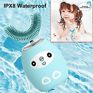 CATLION U Type Sonic Whole Mouth Toothbrush,Children's Ultrasonic Toothbrushes,Kids Electric Toothbrush,360 Whitening and Cleaning Teeth,Ipx8 Waterproof,4 Gear Mode,Pink,3-7years