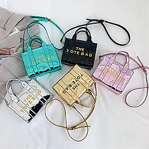 Cooble Shiny Tote Bags Faux Leather Handbag Tote Purse Crossbody Bag Satchel Bag Shoulder Bag for Women (Gold)