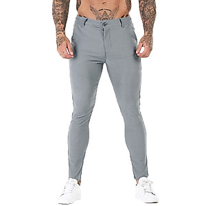 GINGTTO Grey Dress Pants for Men,Chinos Pants Men Slim Fit Stretch Size 32