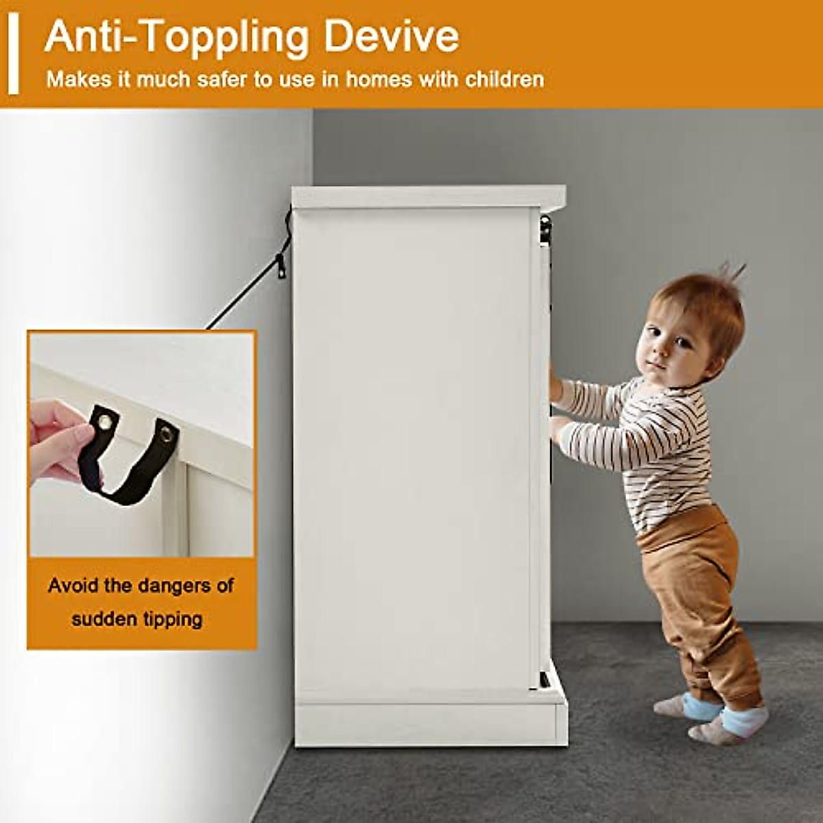 Okvnbjk Buffet Cabinet with Storage, Farmhouse Coffee Bar Cabinet, 32in Sideboard Accent Cabinet with Sliding Barn Door, Buffets & Sideboards for Kitchen Living Room (White)