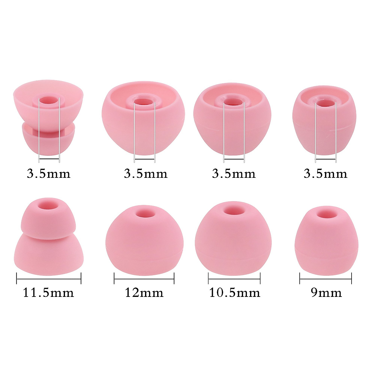 ALXCD Eartips Compatible with BeatsX in-Ear Earbuds, 8 Pair S/M/L & Double Flange Soft Silicone Earbuds Tips, Compatible with Beats by Dr. Dre BeatsX [8 Pair/Pink]