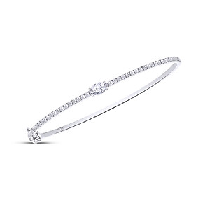 SAVEARTH DIAMONDS 1 4/9 Carat Marquise & Round Cut Lab Created Moissanite Diamond Tennis Bangle Bracelet For Women In 14K White Gold Over Sterling Silver Size : 7 Inch, (VVS1 Clarity, 1.45 Cttw)
