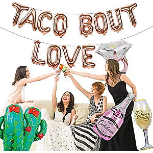 Taco Bout Love Balloon,Rose Gold Taco Bout Love Banner Party Decor for Mexican Fiesta Themed Bridal Shower Bachelorette Wedding Engagement Anniversary Party Decorations Supplies