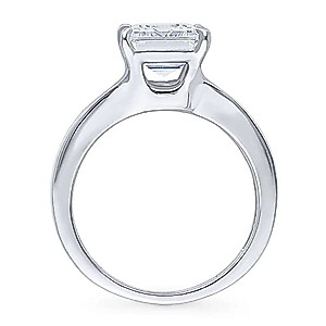 BERRICLE Sterling Silver Solitaire Wedding Engagement Rings 3.8 Carat Emerald Cut Cubic Zirconia CZ Cocktail Promise Ring for Women, Rhodium Plated Size 7
