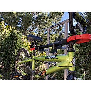 SPAREHAND Universal Adjustable Bike Frame Adapter for Rack Storage, Women's Bikes. Red Ends