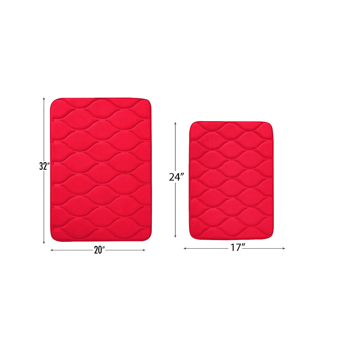 Yafa Home Fashion 2 Piece Oval Shaped Design Embossed Solid Color Memory Foam Soft Bathroom Rug Set Non-Slip PVC Backing