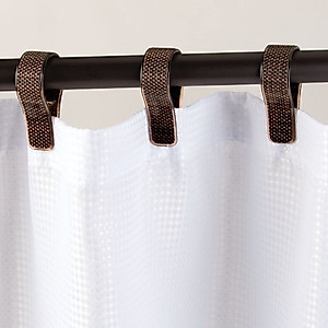 mDesign Modern Textured Plastic Bathroom Shower Curtain Liner Hook Rings, Easy Glide, Clips Over The Shower Rod, Snaps Securely - 12 Pack - Bronze/Sand Brown