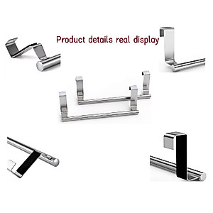 RUIBAOLY Stainless Steel Over Door Towel Rack Bar Holders for Universal Fit on Over Cabinet Cupboard Doors ，9.2" Wide - 2 Pack(Silver)
