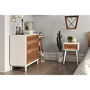 COZAYH Set of 2 Fully-Assembled Modern Farmhouse Clean-Lined Nightstand, End Table with 1 Drawer,Distressed White (X03008-1-2P)