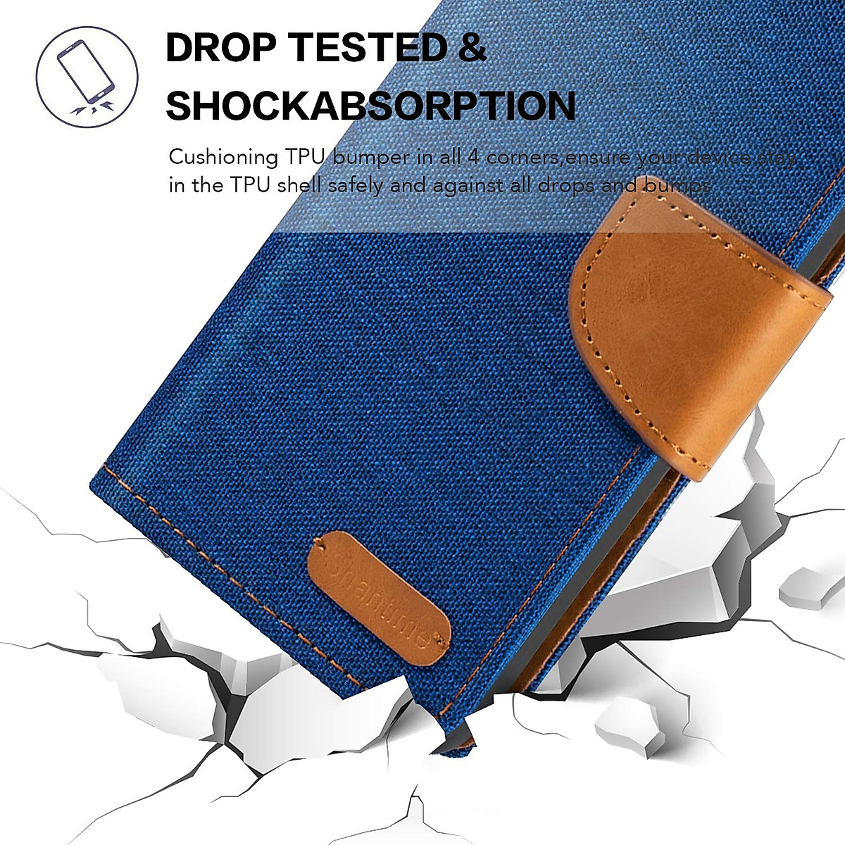Infinix Smart 5A Case, Oxford Leather Wallet Case with Soft TPU Back Cover Magnet Flip Case for Infinix Smart 5A (6.6”) Blue