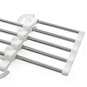 Flurries Folding Pants Hangers, Stainless Steel S-Shape Trousers Clothes Organizer Closet Space Saving for Pants Jeans Scarf Silver Slack (White)