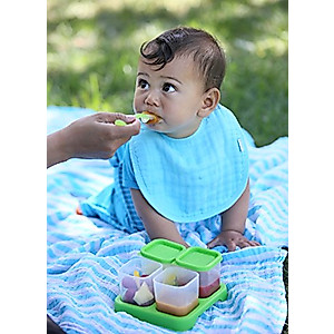 green sprouts Fresh Baby Food Unbreakable Cubes (4oz/4pk) | Store, carry, & serve homemade baby food | Lid provides leak-proof seal, Made from safer plastic, Embossed with measurements