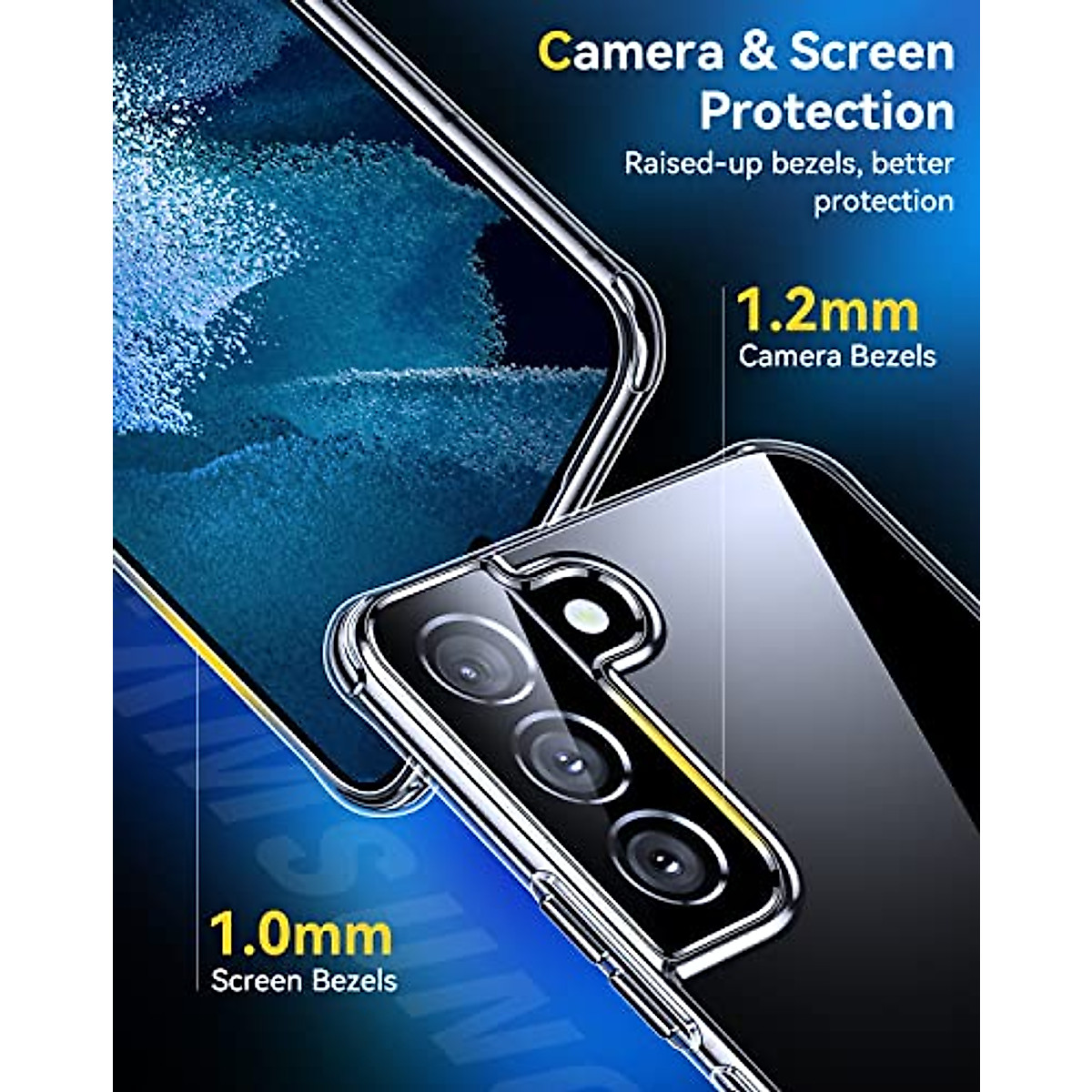 Humixx Samsung Galaxy S22 Crystal Clear Case, [20X Anti-Yellowing][Military Grade Shockproof] Soft Slim Fit Transparent Protective TPU Silicone Bumper Airbag Case Cover for Samsung S22 5G,Clear