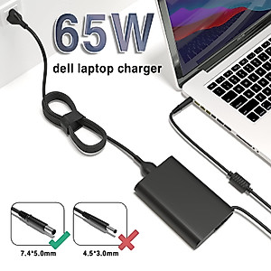 WZXHU 65W 19.5V 3.34A Laptop Charger Replacement for Dell Latitude 5400 5480 5490 7480 7490 5500 5580 5590 7280 7290 e7470 e6420 e6430 e6440 e5450 e5470 LA65NM130 AC Adapter Power Cord