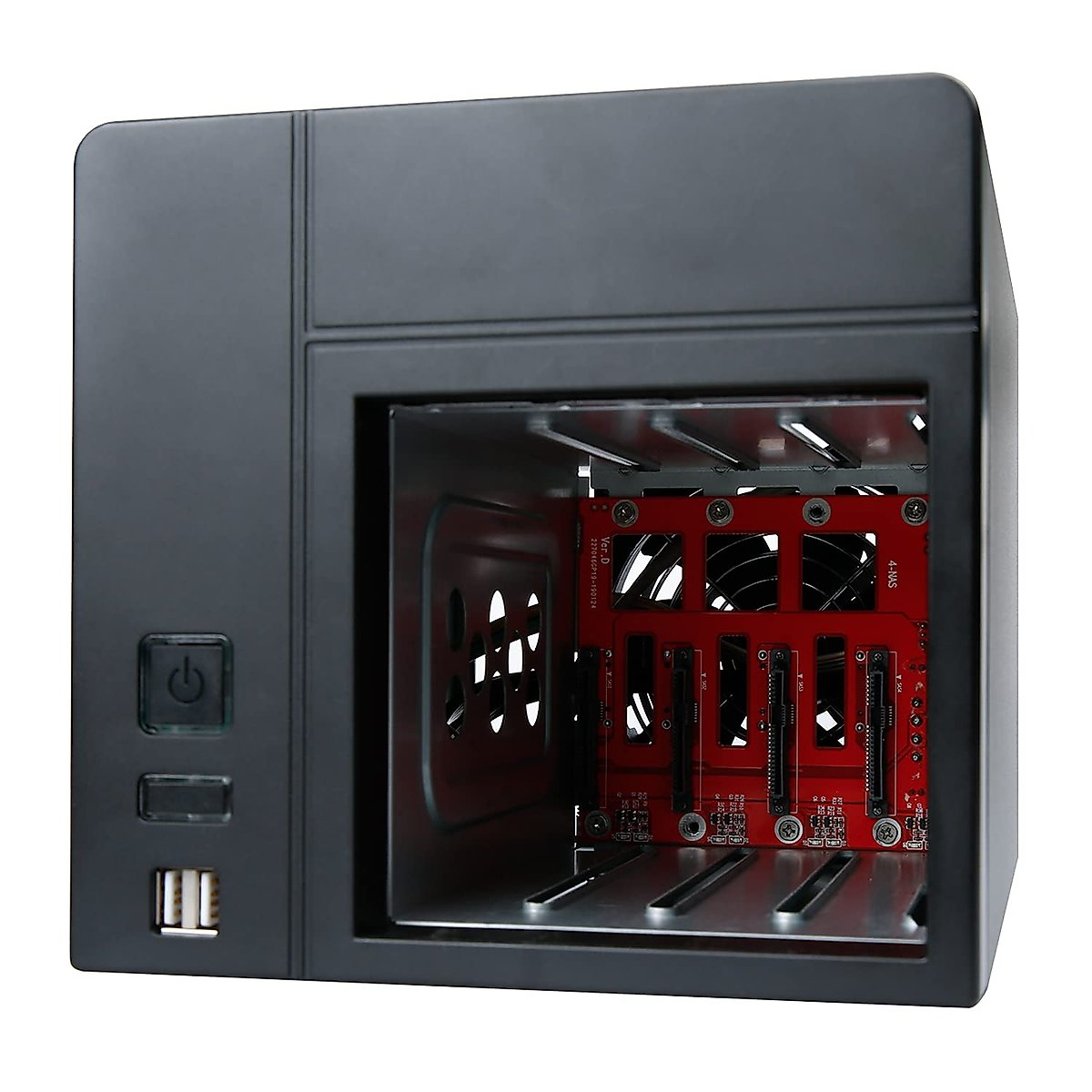 NAS Case 4-Bay K3 Chassis, AUDHEID New Network Storage Server, Compatible Flex PSU Mini-ITX, 4 x 2.5/3.5" Tray, Network Attached Storage Enclosure with 2 Front USB Ports and 1x12cm Chassis Fan