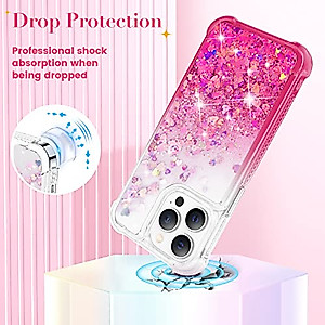 Ruky for iPhone 14 Pro Glitter Case, Bling Sparkle Flowing Quicksand Waterfall Flexible Soft TPU Bumper Cushion Shockproof Protective Women Girls Phone Case for iPhone 14 Pro 6.1 inches, Gradient Pink