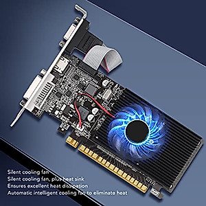 GT610 1GB DDR3 Graphics Card, 64bit 1800MHz Computer Video Card with Cooling Fan, DVI, VGA, HDMI, PCIe X16 2.0 Bus