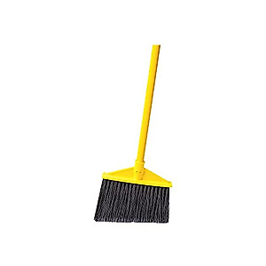 Rubbermaid Commercial 637500Gy Angled Large Broom, Poly Bristles, 46 7/8-Inch Metal Handle, Yellow/Gray