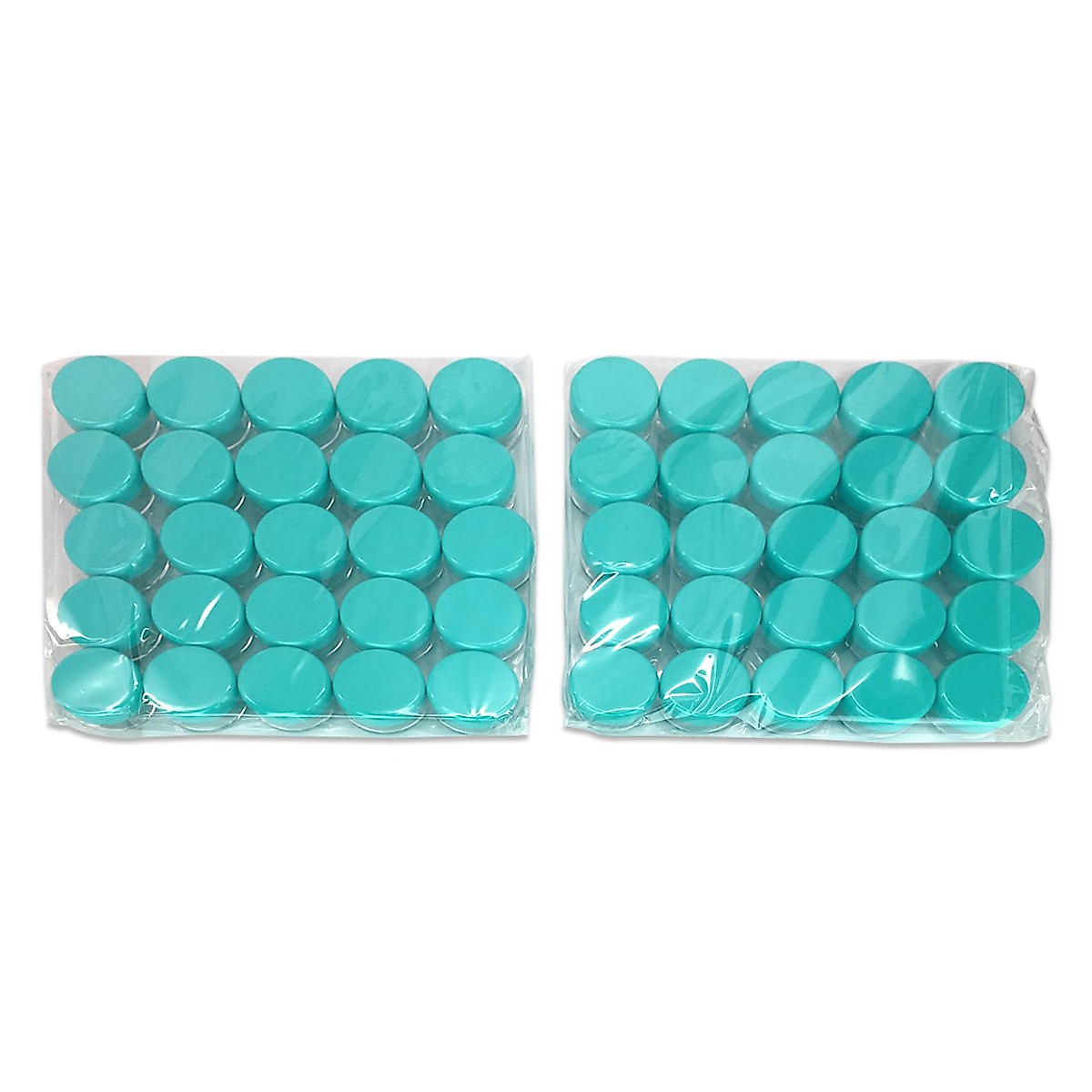 (Quantity: 50 Pieces) Beauticom 5G/5ML Round Clear Jars with Teal Sky Blue Lids for Scrubs, Oils, Toner, Salves, Creams, Lotions, Makeup Samples, Lip Balms - BPA Free