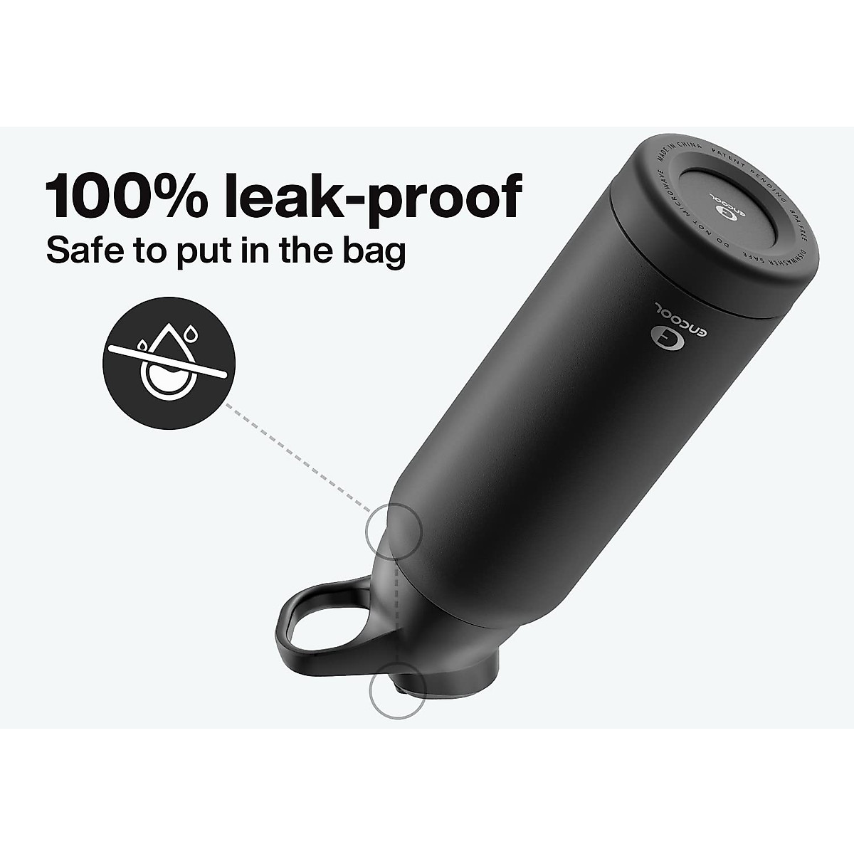 ENCOOL Insulated Stainless Steel Water Bottle with Straw and Carry Loop, Double Wall Cold for 36 Hours, Tritan Leak Proof Lid for Sports, Travel, 32 oz, Black Night