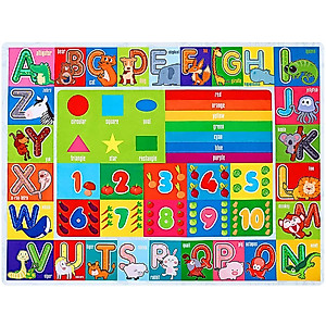Kids Educational Rug Playtime Collection ABC, Numbers and Shapes Learning Carpet Kids Play Rug Mat Playmat for Playroom Bedroom, 55.1 x 43.3 inch