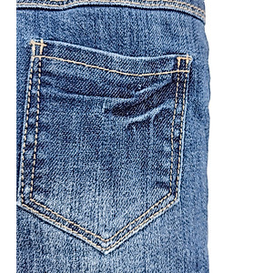 KIDSCOOL SPACE Baby Toddler Girls Snap Leg/Crotch Easy Diaper Changing Jeans Overalls,Blue,12-18 Months