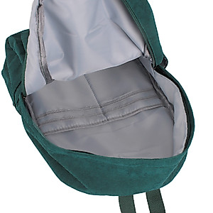 Van Caro Corduroy School Backpack Large College Backpack Casual Bookbag Laptop Backpack Computer Bag Travel Daypack for Girls Boys Teens,Black Green(no Pendant)