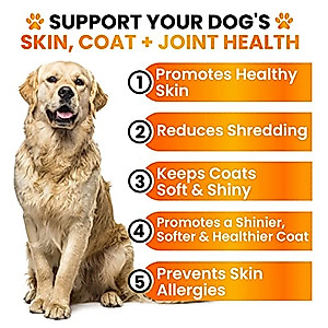 Omega 3 for Dogs - Fish Oil for Dogs Chews - Allergy and Dog Itch Relief - Dog Anti Shedding Supplement - Joint Health Treatment - Dog Skin and Coat Supplement - Salmon Oil - EPA & DHA Fatty Acids