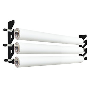 Generic 3 Roll Black Wall Mount Storage System Rack Kit for Car Vinyl & Tint- Large Sign & Banner Material Holder, Fabric Spool Convenient Craft Stand (With 68"" Poles, Black Powder Coating)