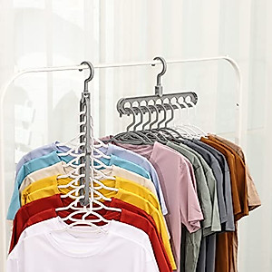 Grey Magic Hangers Space Saving Clothes Hangers,Closet Organizers and Storage,Smart Space Saver Sturdy Plastic Hangers with 9 Holes for Heavy Clothes,College Dorm Room Essentials for Wardrobe 20 Pack