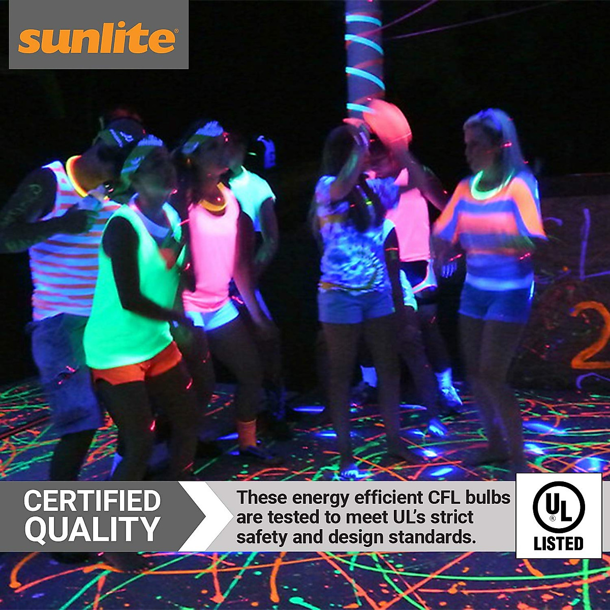 Sunlite 05646-SU CFL Black Light Bulb (BLB), Perfect for Halloween, Spiral Blacklight, 20 Watts, 120 Volts, Medium Base (E26), 463nm, UL Listed, 6 Count (Pack of 1)