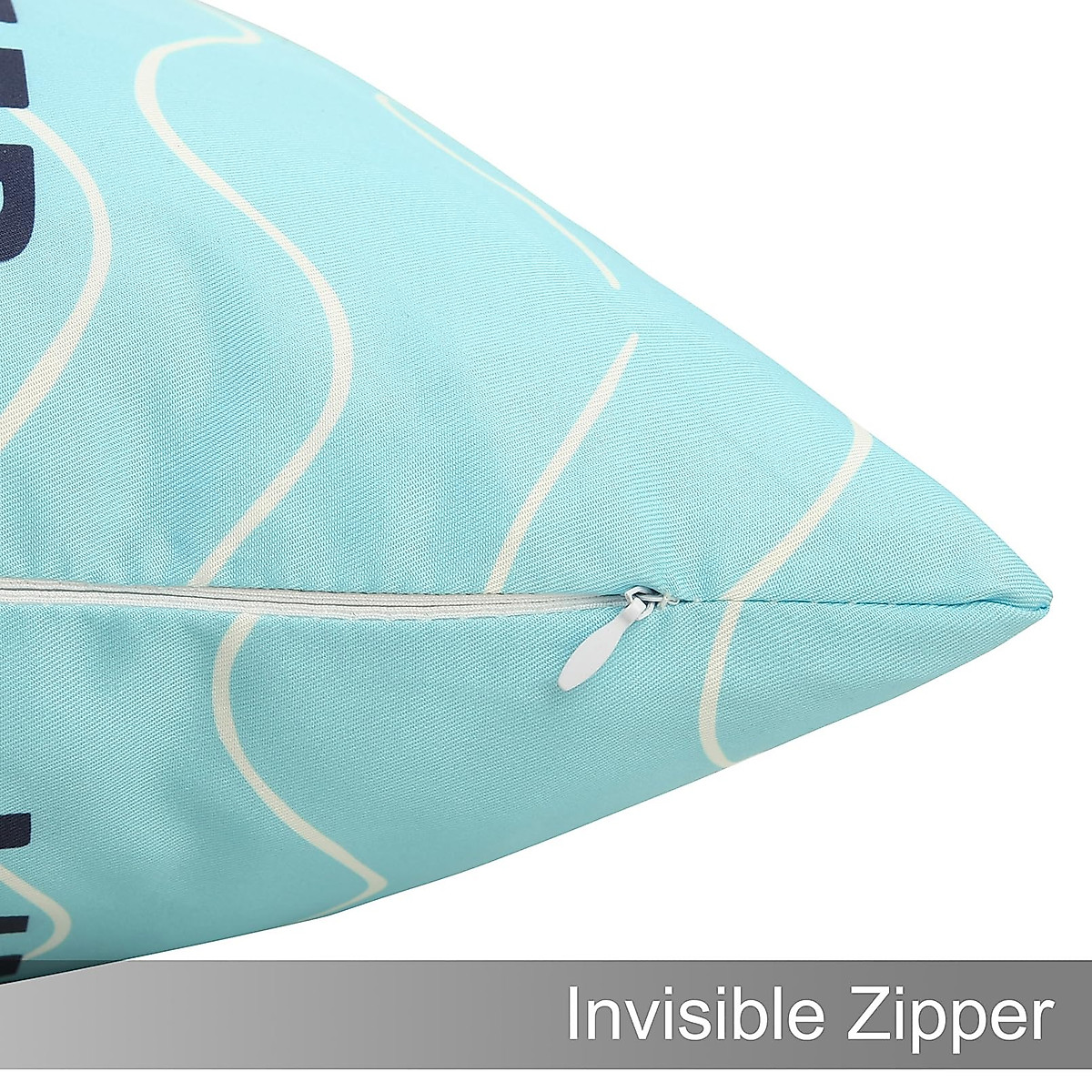 Adabana Blue Outdoor Waterproof Throw Pillow Covers 16x16 Inch Set of 2 Decorative Porch Pillows Cover for Patio Furniture Garden, Life is Better by The Pool