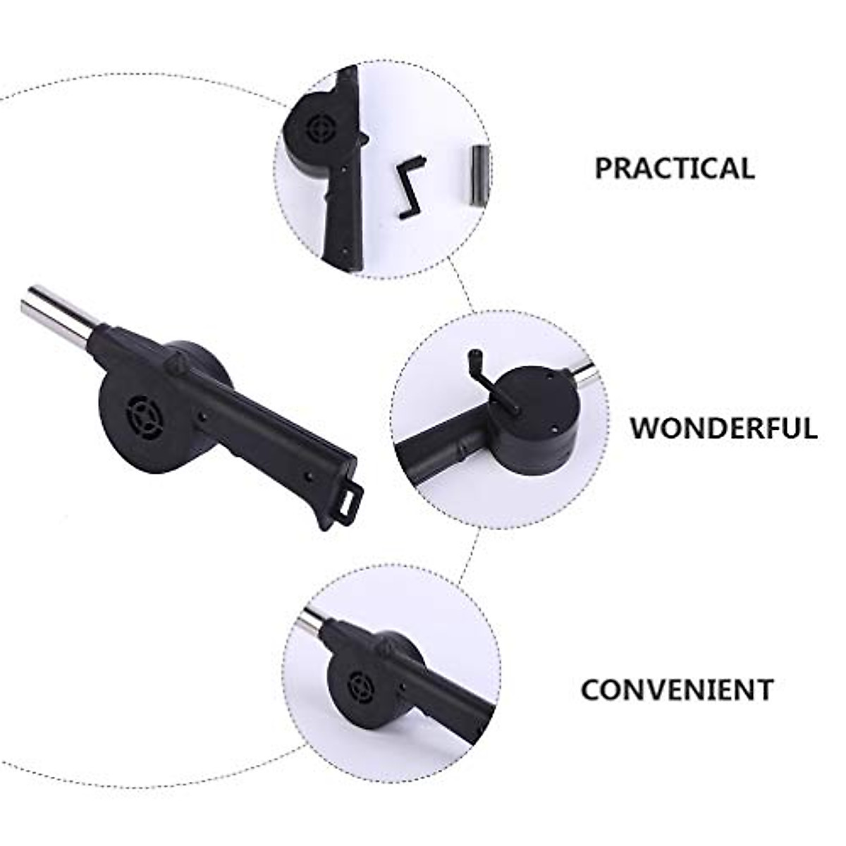 Hemoton 2pcs Bbq Air Blower Fast Fire Starter Manual Air Blower Hand Crank Bbq Fan Outdoor Camping Grills Accessories Tools