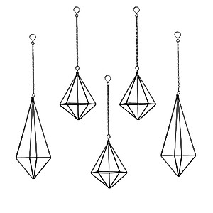 SZRUIZFZ Tillandsia Air Plant Holder Black Geometric Hanging Air Plant Holders Unique for Wall Decor Xerographica Air Plant Hanger for Indoor Decor Himmeli Geometric Decor (5Pcs)