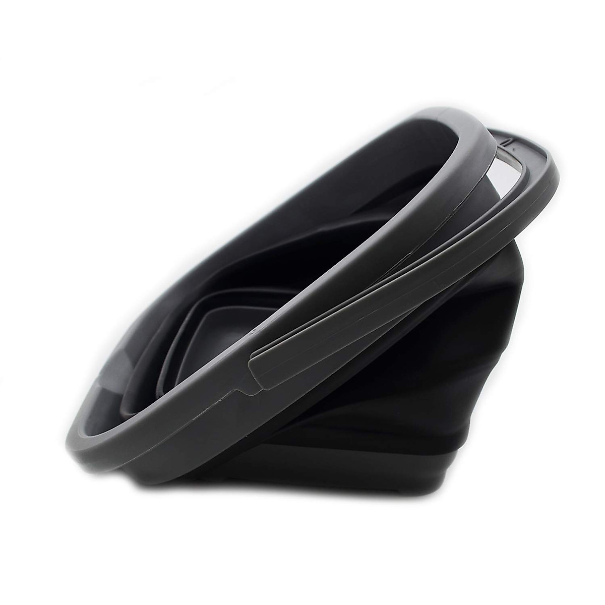 SAMMART 11L (2.9 Gallon) Collapsible Rectangular Handy Basket/Bucket (1, Grey/Black)