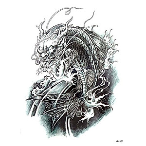 10 sheets dragon yinyang koi large 8.25" half-sleeve arm tattoo good fake tattoos