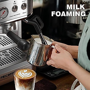 Fricoffee Espresso Machine with Milk Frother, Coffee Espresso Machine with Grinder, Cappuccino Machine Stainless Steel for Home Commercial Use, Gift fot Father Coffee Lovers