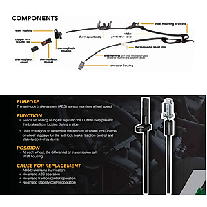 Front Left ABS WHEEL SPEED SENSOR Replacement for Ford Fusion Milan MKZ Zephyr 2006 2007 2008 2009 2010 2011 Base